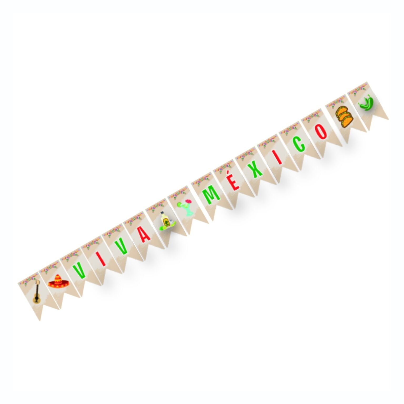 Banderin Viva Mexico Letrero Colgante Banner Fiestas Patrias - D bazar